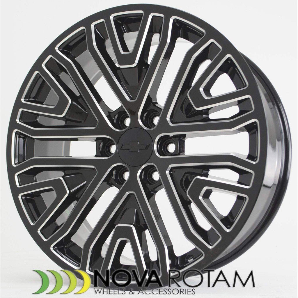 22" Black Milled Wheels Rims | Fits Chevy Silverado High Country Tahoe ...